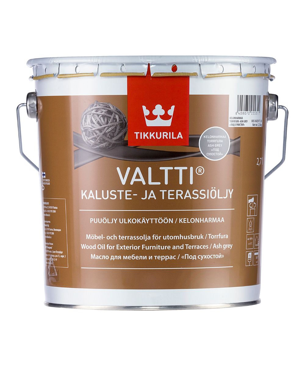 VALTTI KALUSTE- JA TERASSIÖLJY KELONHARMAA 2,7L - Heinolan Levy Ja Lista